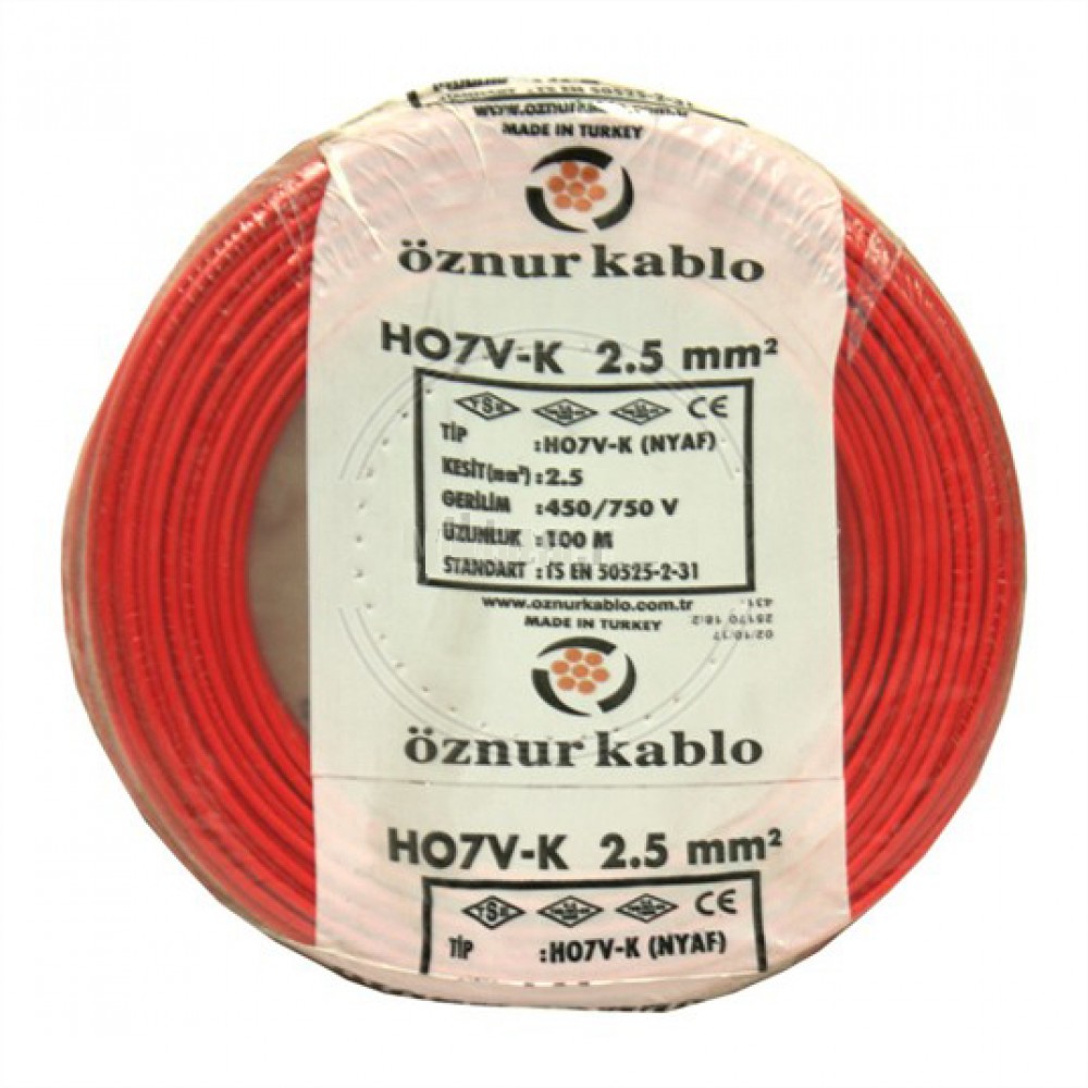 En Uygun Öznur 2,5 NYAF Kablo Kırmızı 100 Metre